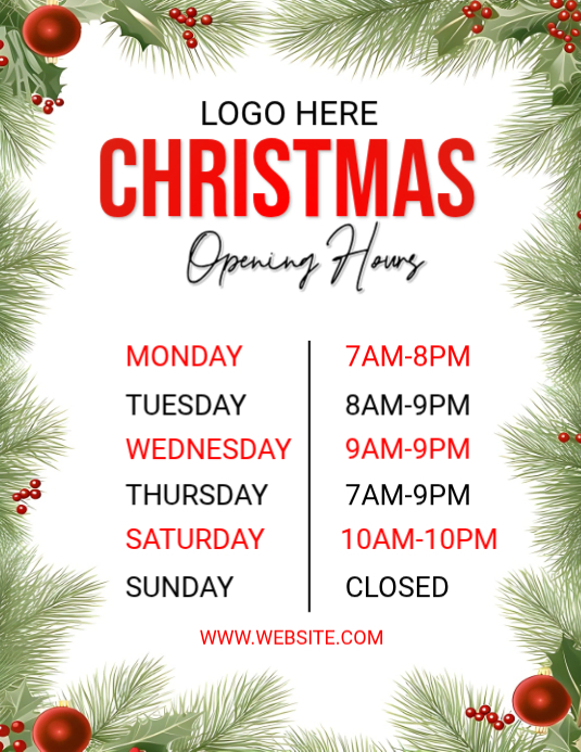 christmas opening hours Template | PosterMyWall