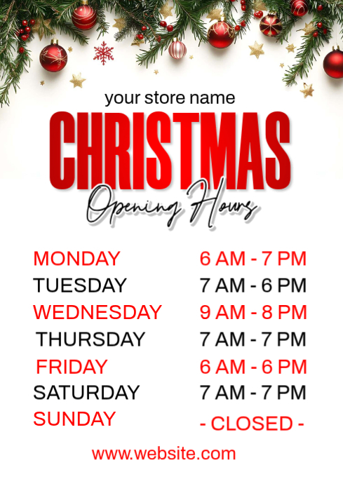 christmas opening hours Template | PosterMyWall