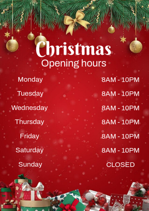 Copy of Christmas Opening Hours | PosterMyWall