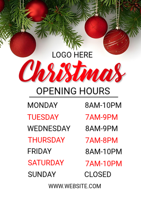christmas opening hours Template | PosterMyWall