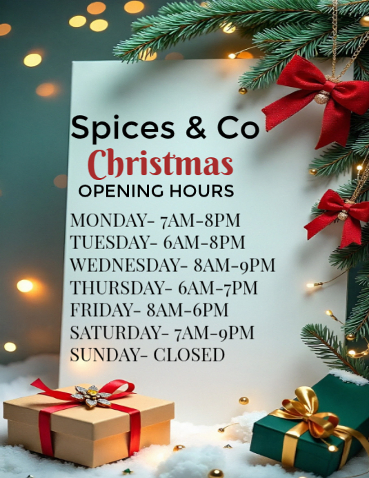 Christmas Opening Hours Flyer Template | PosterMyWall