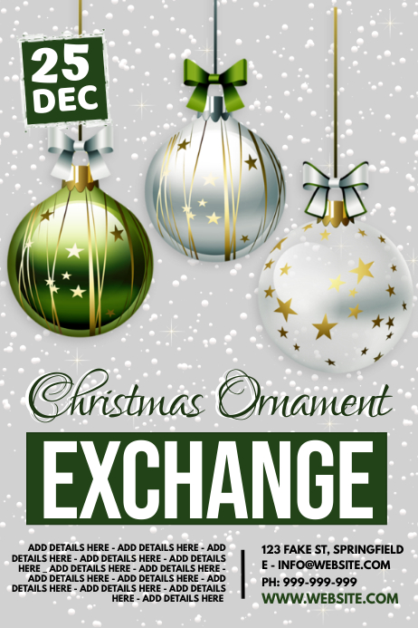 Christmas Ornament Exchange Poster Template | PosterMyWall