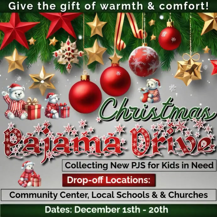 Copy of Christmas Pajama Drive | PosterMyWall