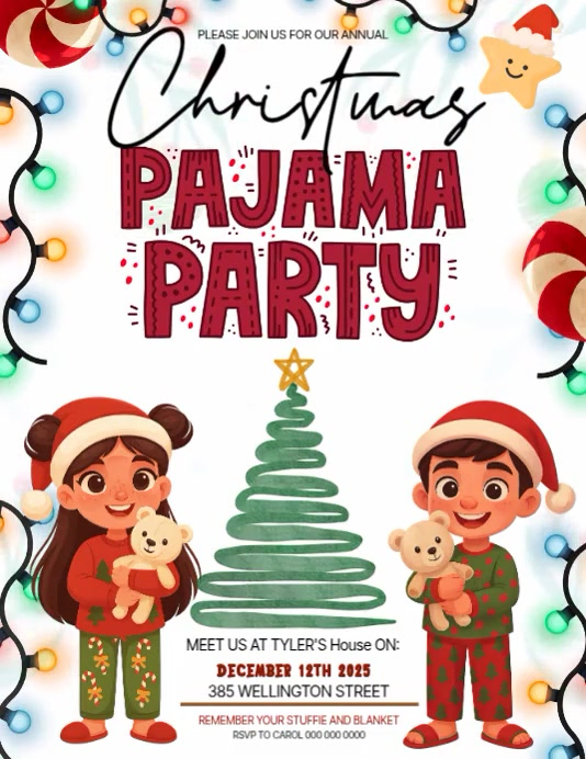 Christmas Pajama Movie night design template | PosterMyWall