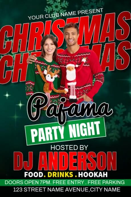 Christmas Pajama Party Night Template | PosterMyWall