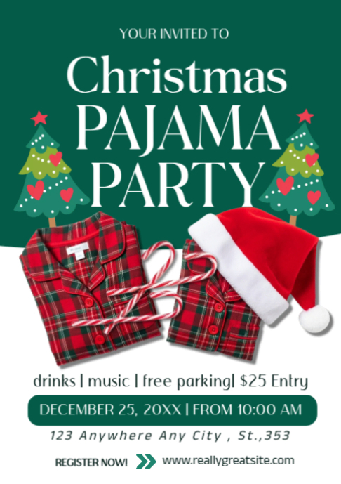 Christmas Pajama Party Poster Template – Cozy Holiday Celebration ...