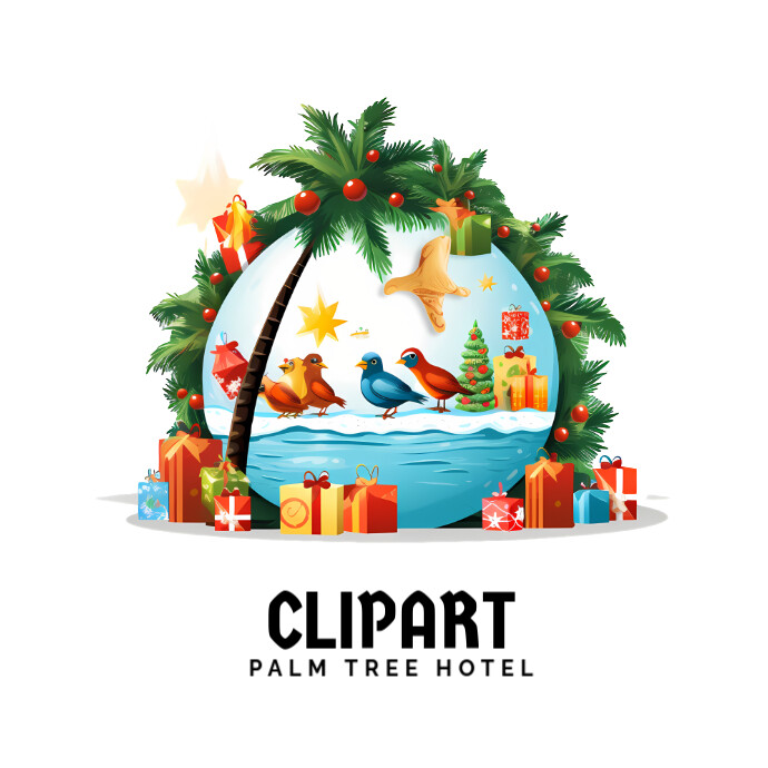 Christmas Palm Tree Clipart Logo Template | PosterMyWall