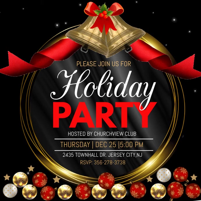 christmas party, holiday party instagram post Template | PosterMyWall