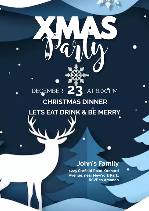 Christmas Party (blue) Template | PosterMyWall