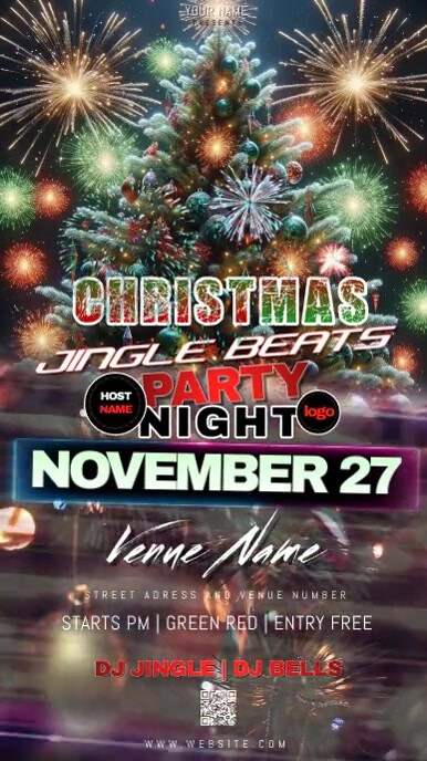 CHRISTMAS PARTY BASH DJ TEMPLATE | PosterMyWall