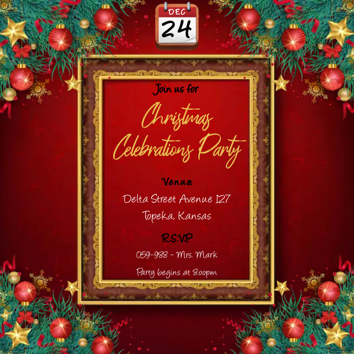 CHRISTMAS PARTY CELEBRATIONS PARTY INVITE Template | PosterMyWall