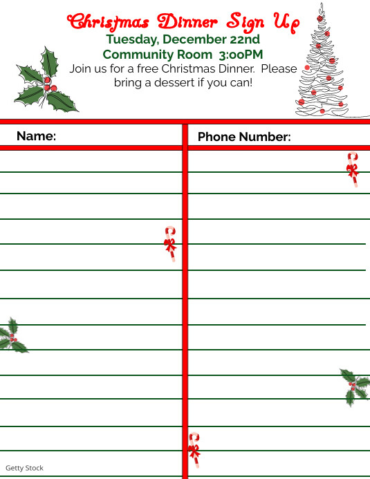 Copy of Christmas party dinner poster sign up sheet | PosterMyWall