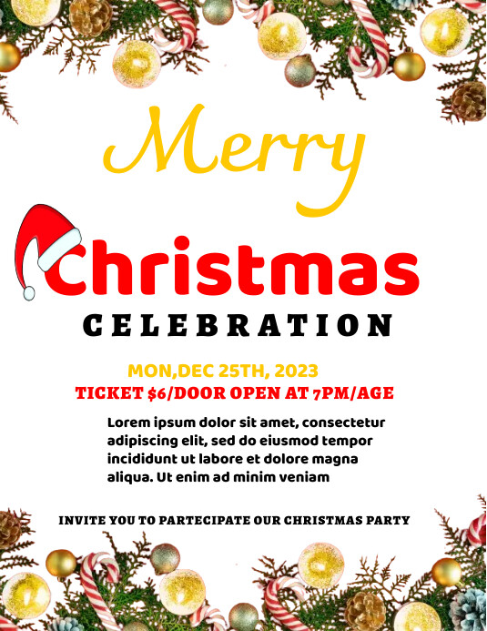 Christmas party flyer, Christmas flyer Template | PosterMyWall