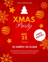 Christmas Party Red Gold Flyer Template | PosterMyWall