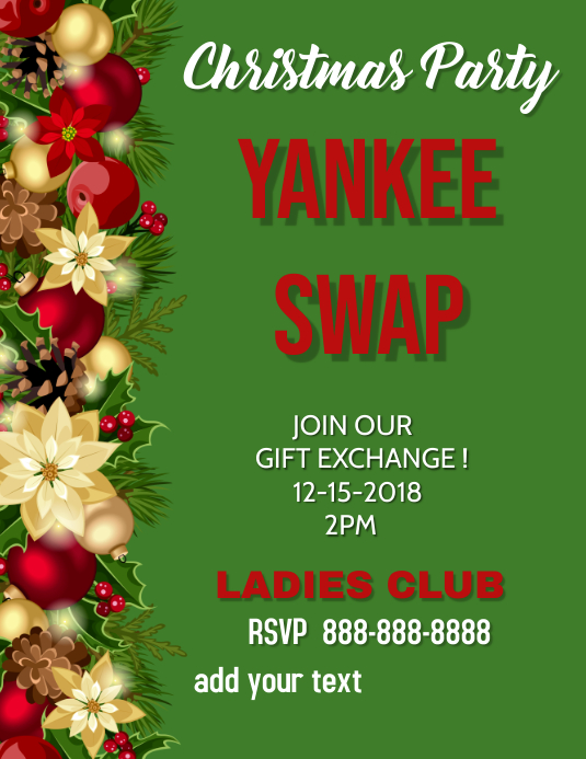 CHRISTMAS PARTY GIFT EXCHANGE Template | PosterMyWall
