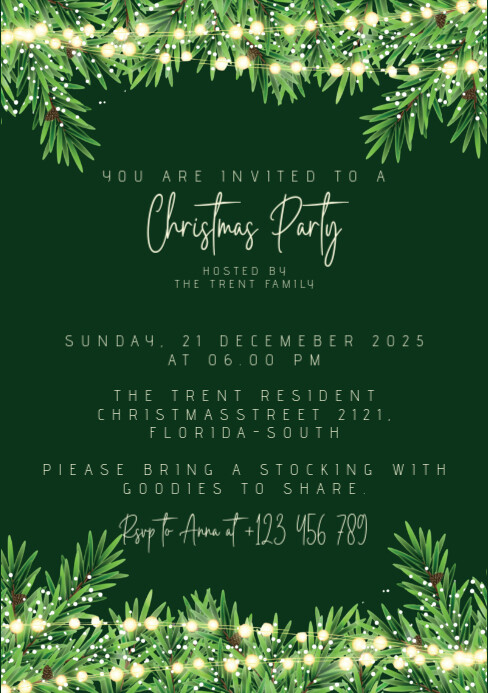 Christmas party greenery invitation Template | PosterMyWall