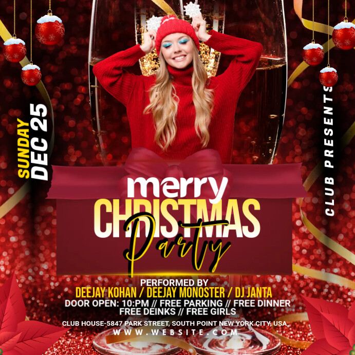 Christmas Party Instagram post Template | PosterMyWall