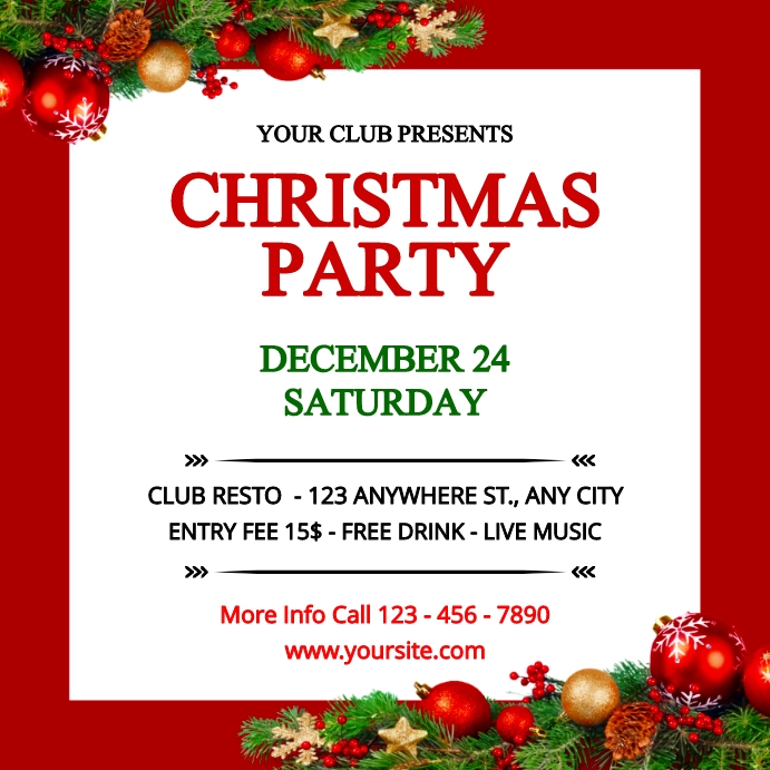 Christmas Party Instagram Post. Template | PosterMyWall