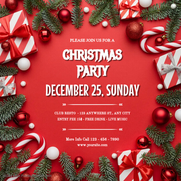 Christmas Party Instagram Post. Template | PosterMyWall