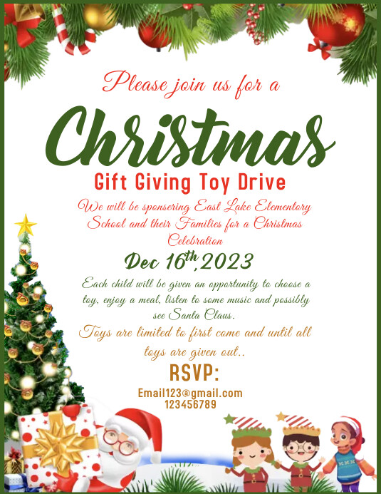 Christmas Party Invitation, Toy Drive Invit Template | PosterMyWall