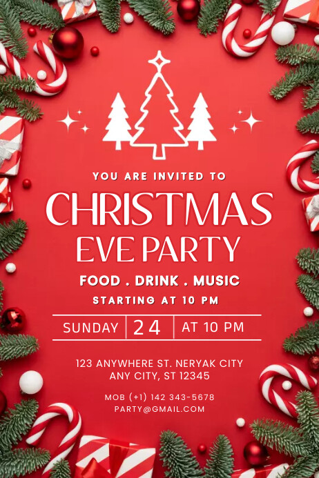 Christmas Party Invitation (Portrait) Template | PosterMyWall