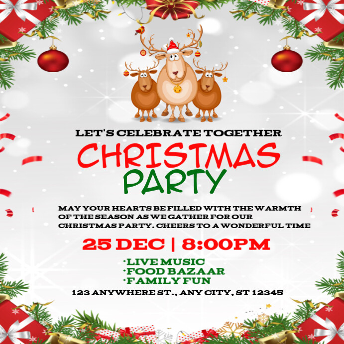 Christmas party invitation card Template | PosterMyWall