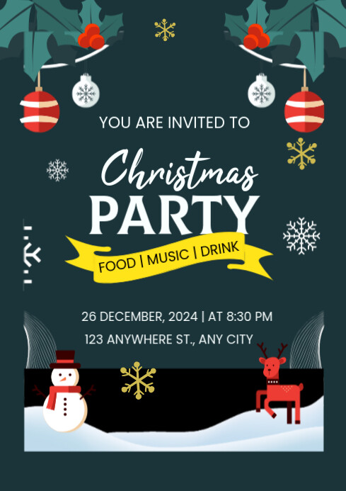Christmas Party Invitation Card Template | PosterMyWall