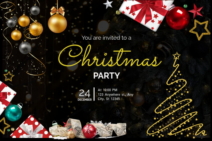Christmas Party Invitation Card Template | PosterMyWall