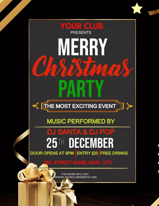 Christmas Party Invitation Card Template | PosterMyWall