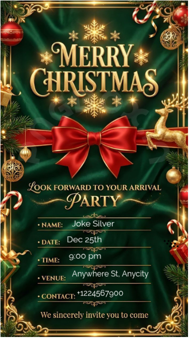 Christmas party invitation card Template | PosterMyWall