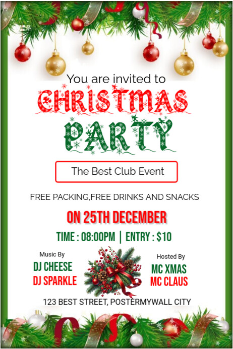 Christmas party invitation Template | PosterMyWall