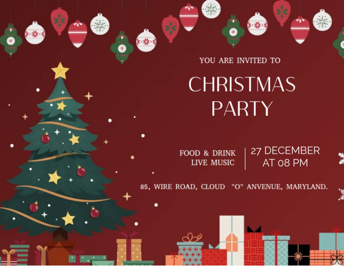 Christmas Party Invitation Flyer Template | PosterMyWall