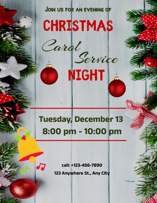 christmas carol service invitation flyer template(1) | PosterMyWall