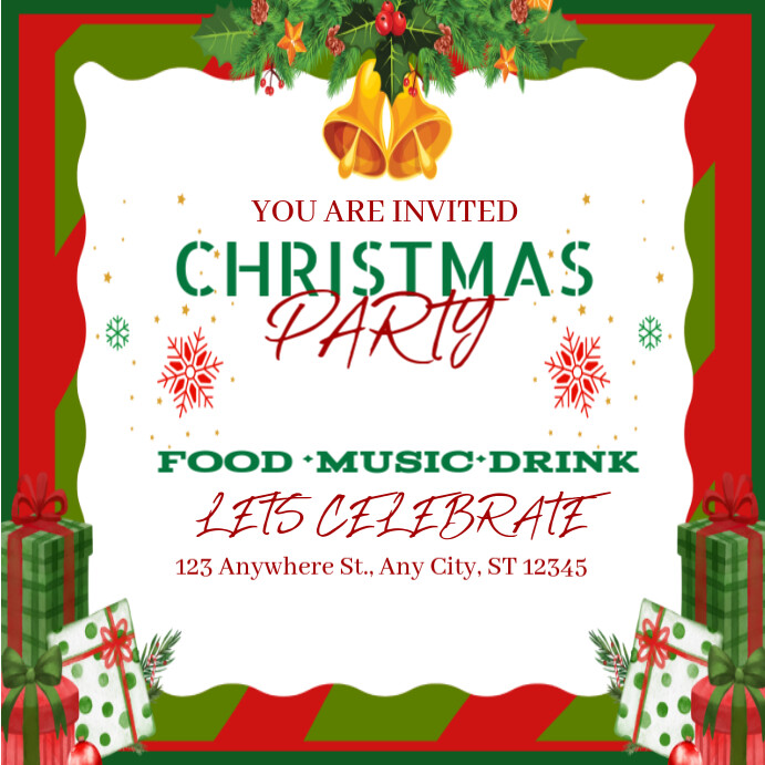 Christmas Party Invitation Instagram Post Template | PosterMyWall
