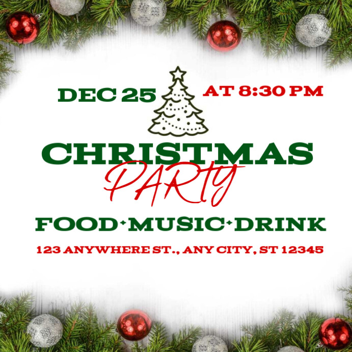 Christmas Party Invitation Instagram Post Template | PosterMyWall