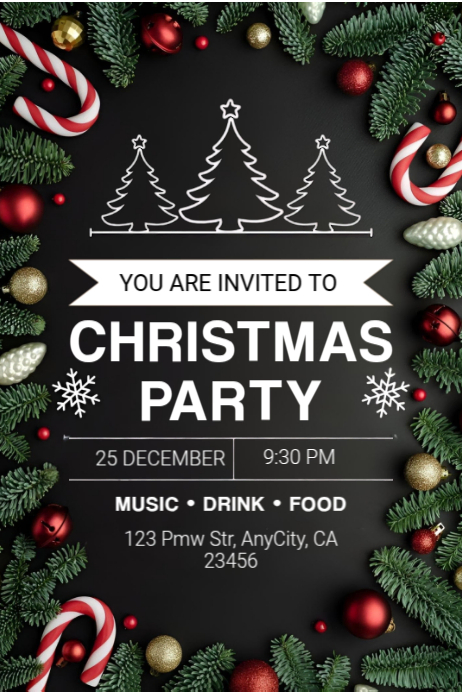 Christmas Party Invitation Poster 2025 – Festive Holiday Event Template ...