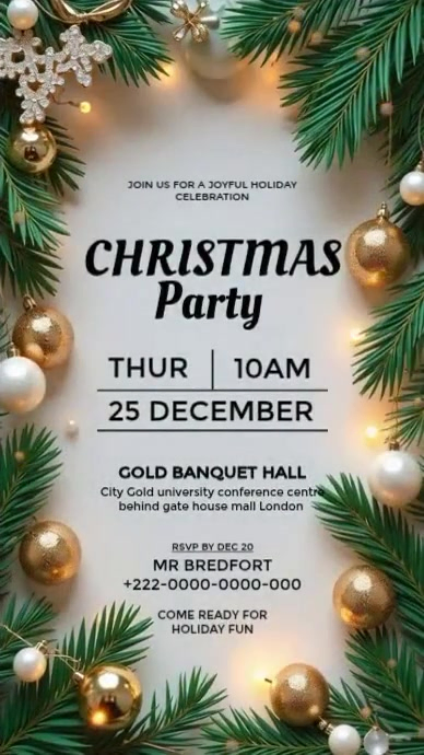 Plantilla de Christmas party invitation template | PosterMyWall