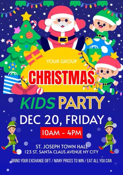 Christmas Party Invitation Template Kids | PosterMyWall