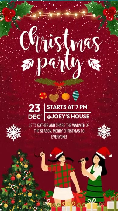 Christmas Party Invitation Video Ads Template | PosterMyWall