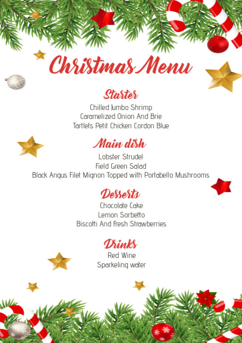Christmas party menu card list Template | PosterMyWall