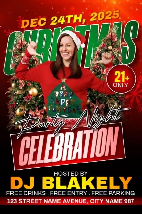 Christmas Party Night Celebration Template | PosterMyWall