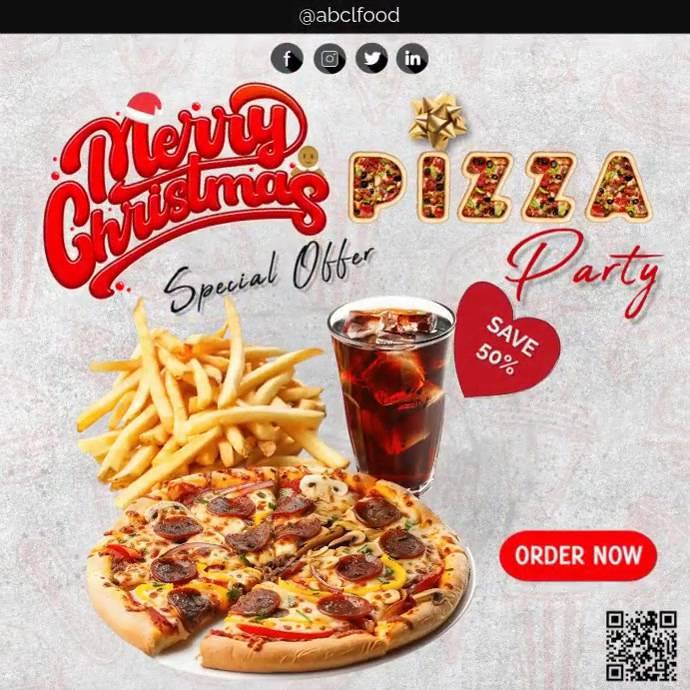 Christmas Party Pizza Offers Instagram Post Template | PosterMyWall