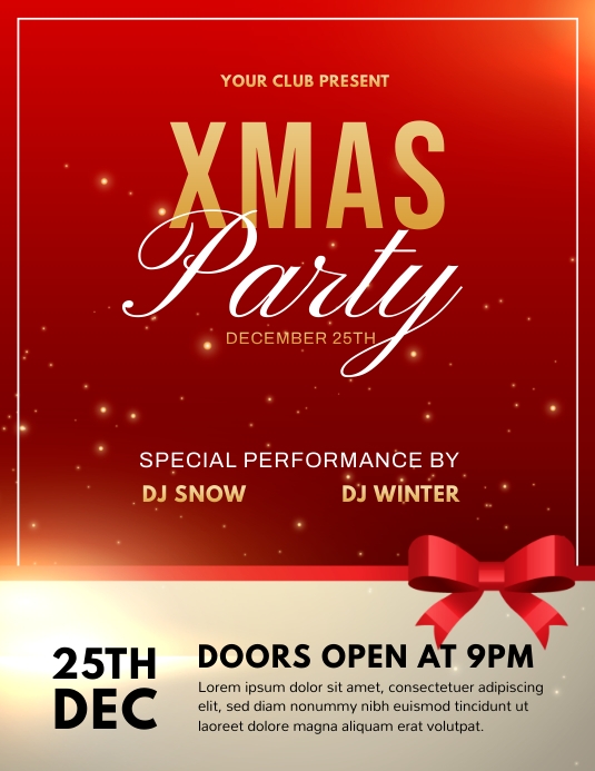 Christmas Party Red Gold Flyer Template | PosterMyWall