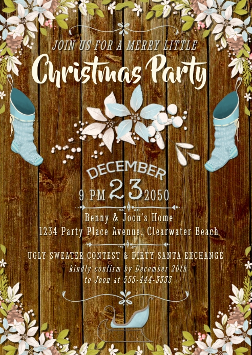 Christmas Party Rustic Invitation Template | PosterMyWall
