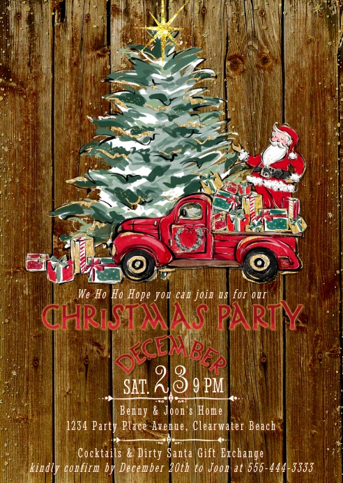 Copy of Christmas Party Rustic Invitation | PosterMyWall