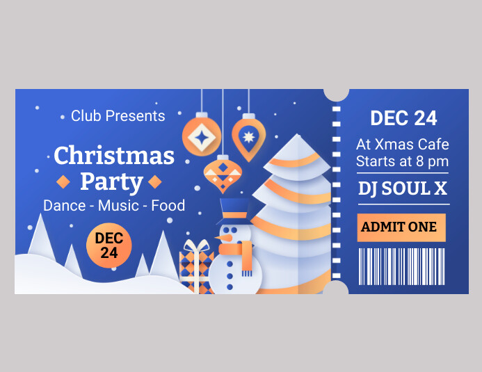 Christmas Party Ticket Template | PosterMyWall