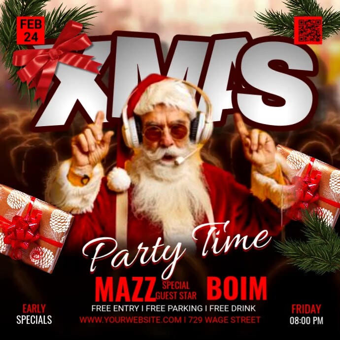 Christmas Party Time Template | PosterMyWall