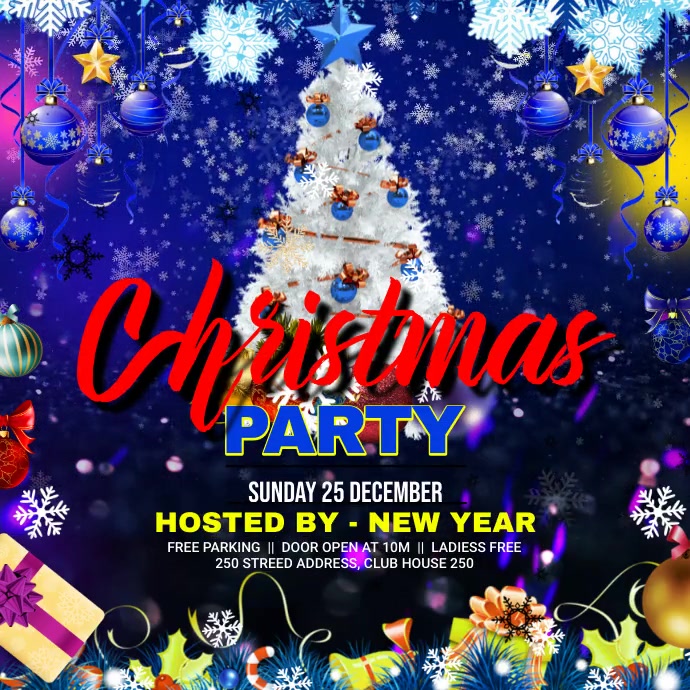 christmas party video flyer Template | PosterMyWall