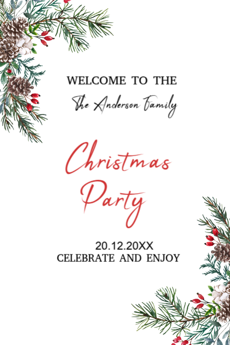 Christmas Party Welcome Sign Poster Template | PosterMyWall