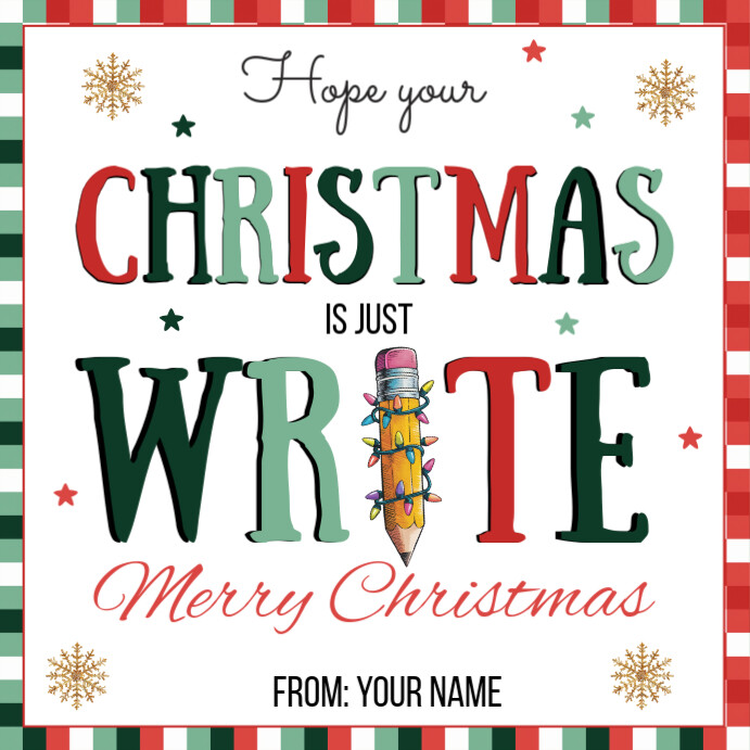 Copy of Christmas Pencil Gift Tag Just Write Holiday Pencil Tags ...
